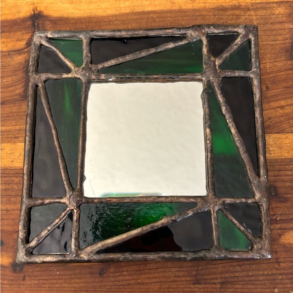 5”x5” | Art | Vintage Handmade Lead Stainglass Mirror | Poshmark